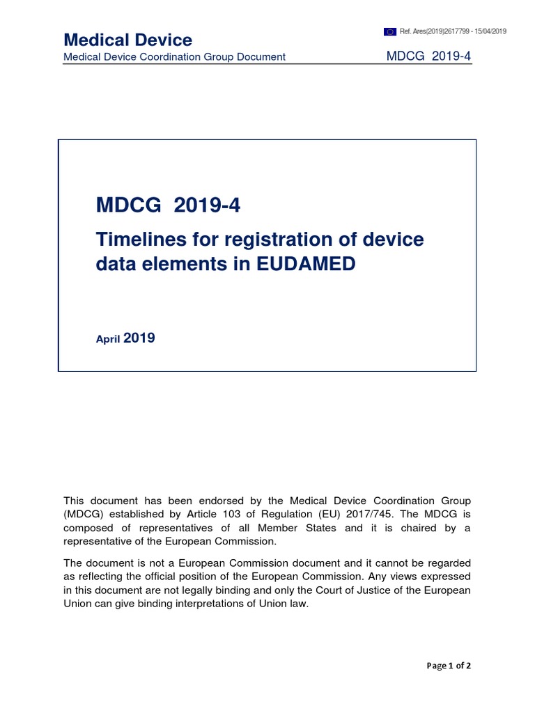MDCG 2019 4 Devices Registration Eudamed en | PDF | Justice | Crime ...