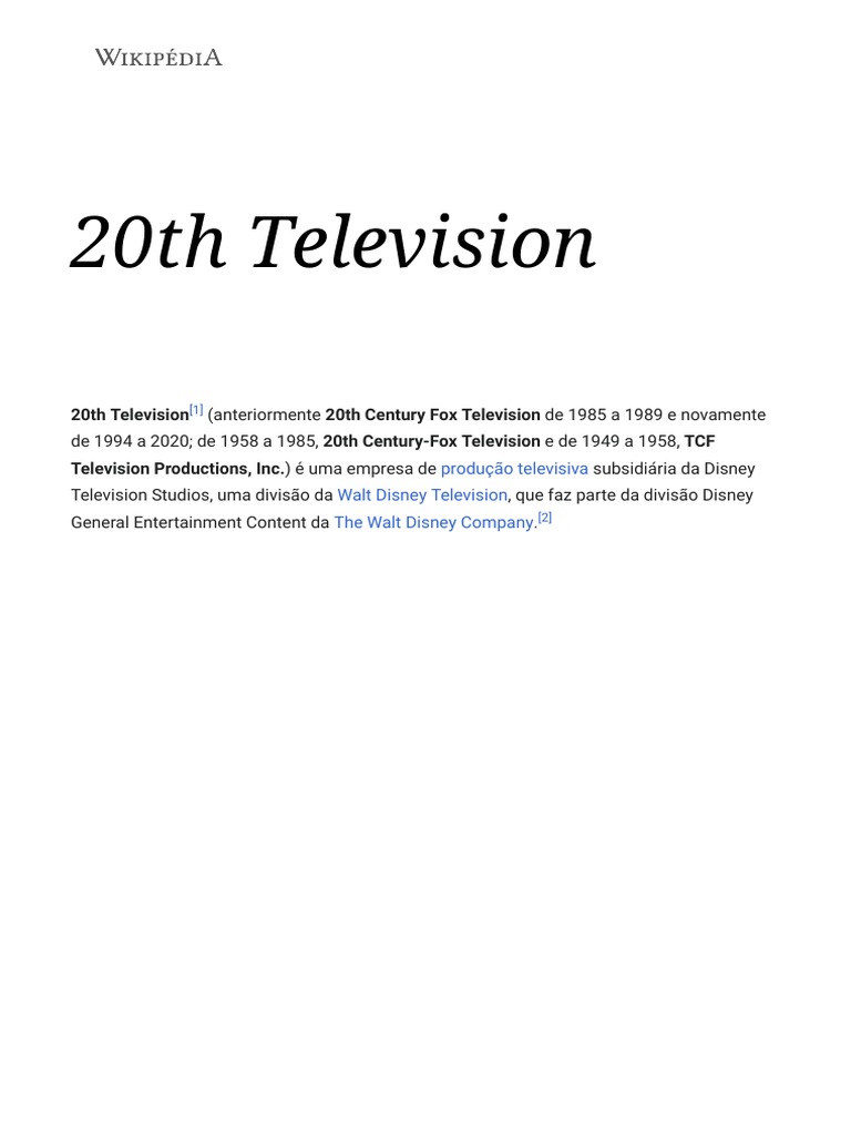 20th Television - Wikipédia, A Enciclopédia Livre | PDF