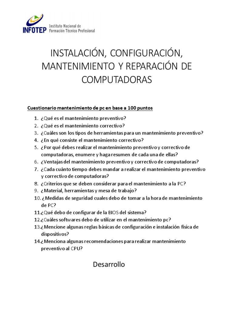 Mantenimiento Preventivo y Correctivo de Computadoras | PDF | Bios | Malware