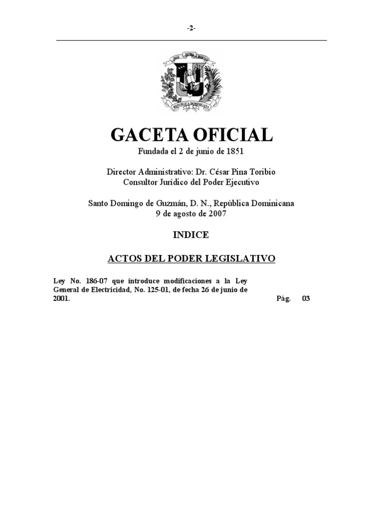 Ley No 186-07 Que Introduce Modificaciones A La Ley General de ...