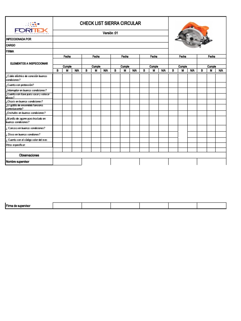 Check list Sierra circular | PDF