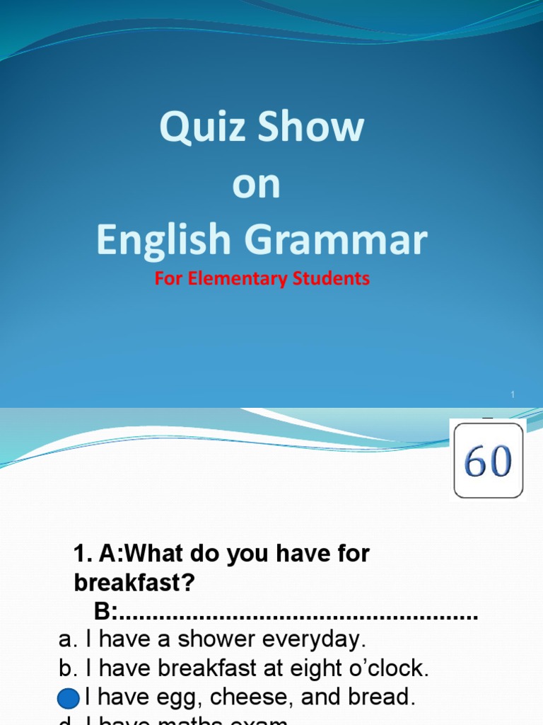 A Quiz Show For Elementary Students | PDF