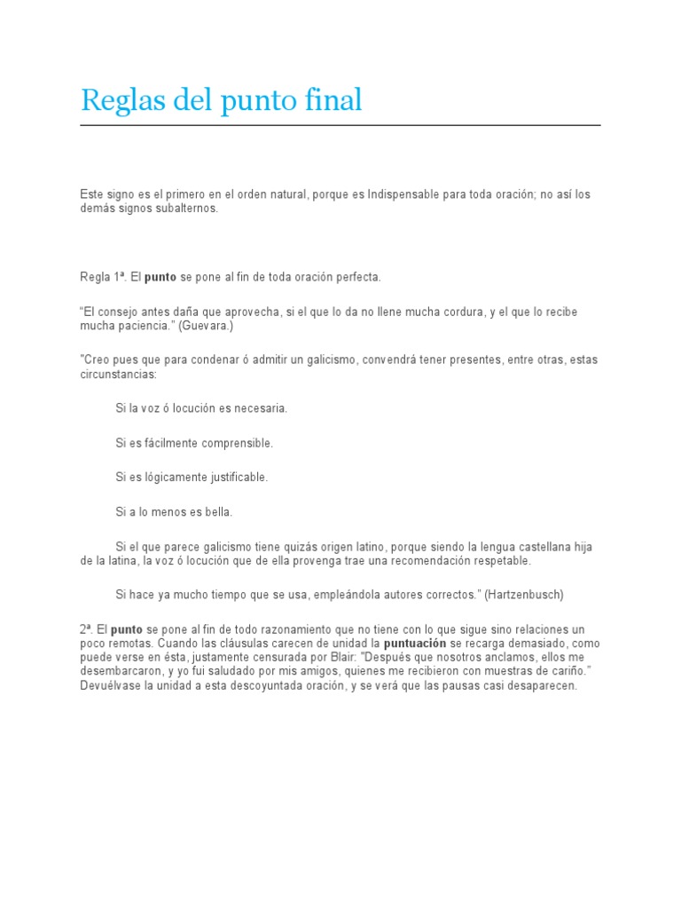Reglas Del Punto Final | PDF | Coma | Puntuación