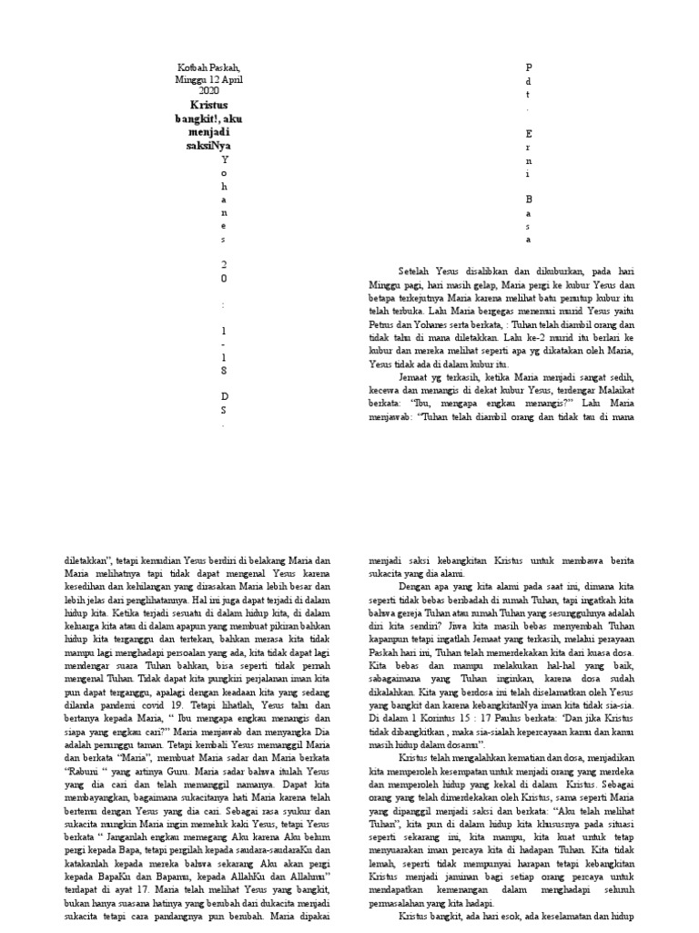 Kotbah Paskah IBU DS | PDF Kotbah Paskah IBU DS | PDF