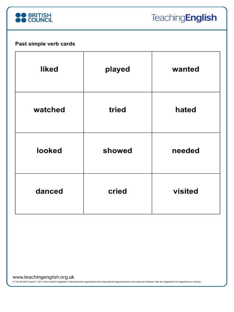 Past Simple Verb Cards | PDF