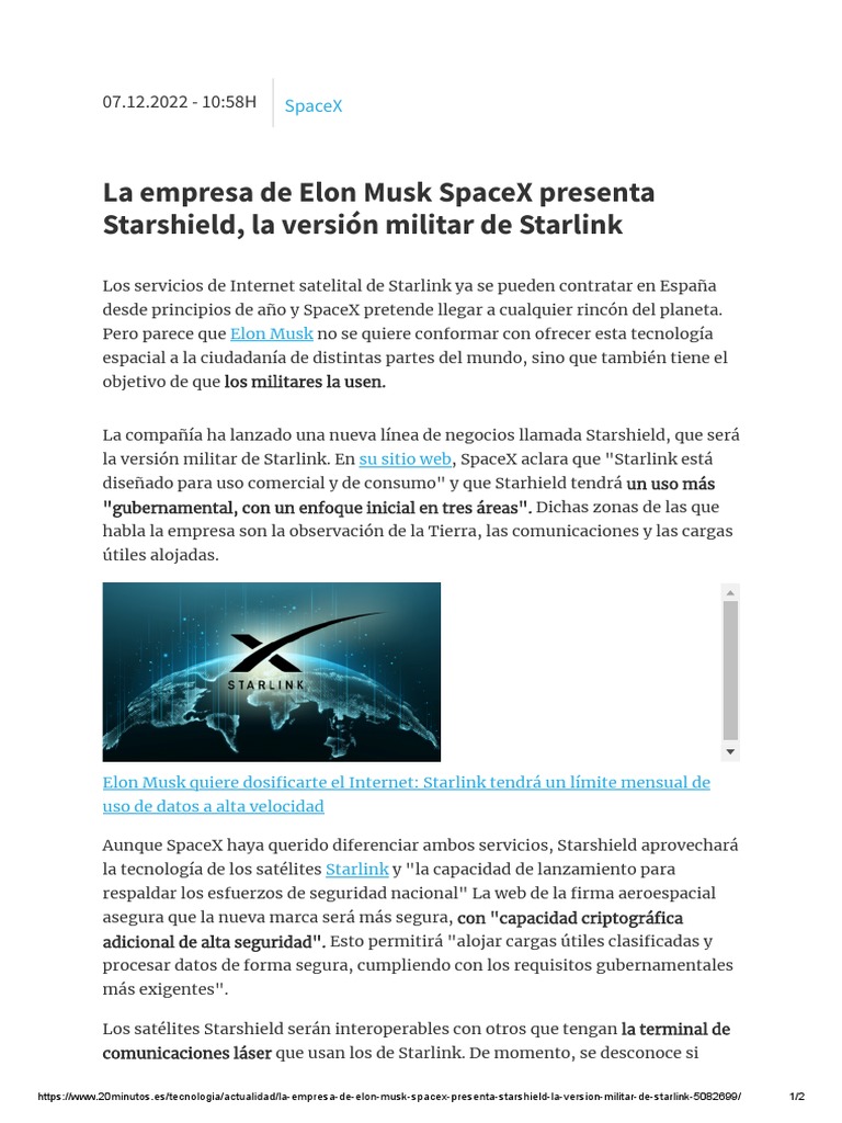 La Empresa de Elon Musk SpaceX Presenta Starshield | PDF | Espacio X | Elon Musk
