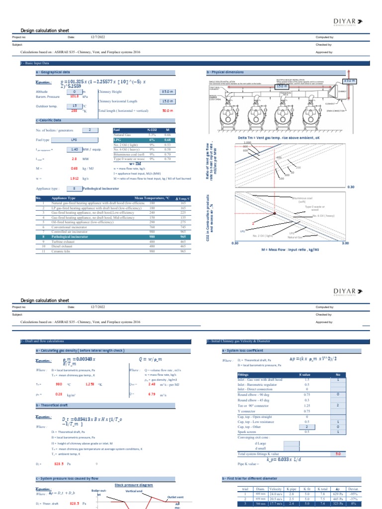 Chimney Design Calculation Sheet | PDF