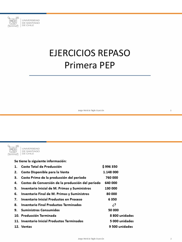 Ejercicios PEP 1 492032 | PDF | Inventario | Economía Financiera