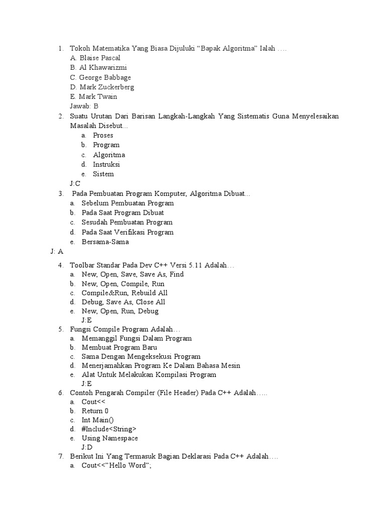 Pat Pemograman Dasar | PDF