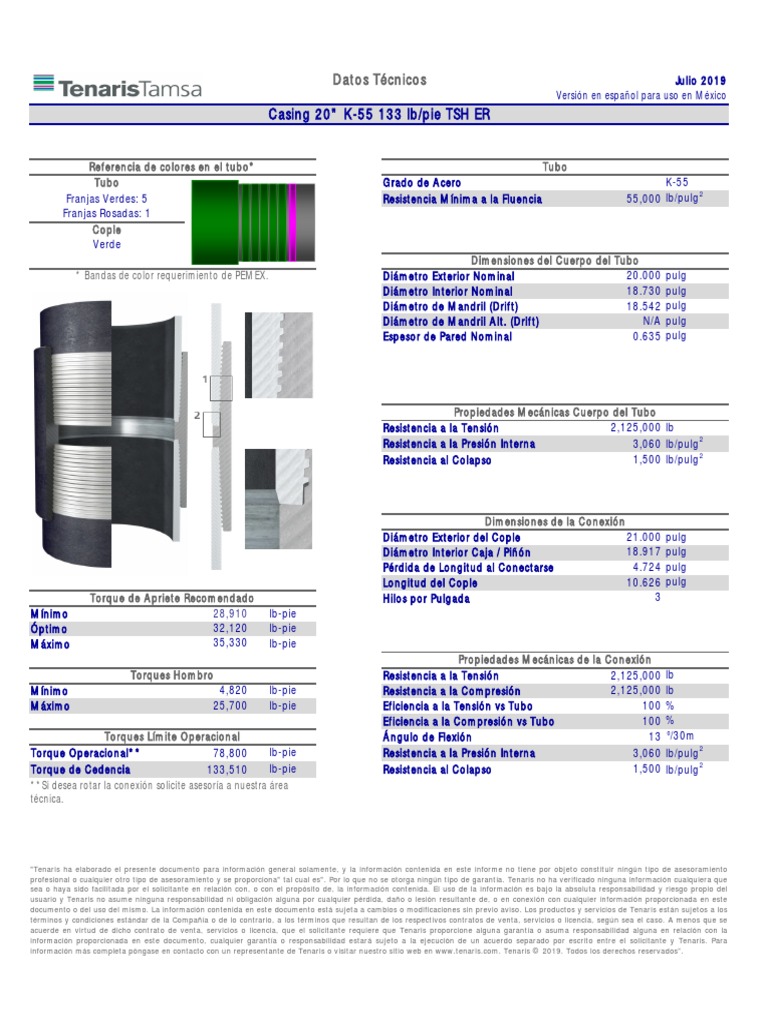 20.000 K-55 133.00ppf TSH ER | PDF | Información