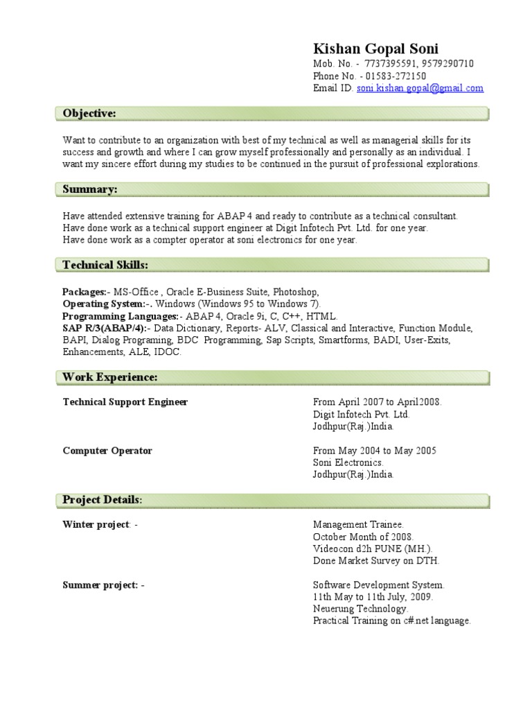 Kishan Gopal Soni - Technical Consultant Resume | PDF