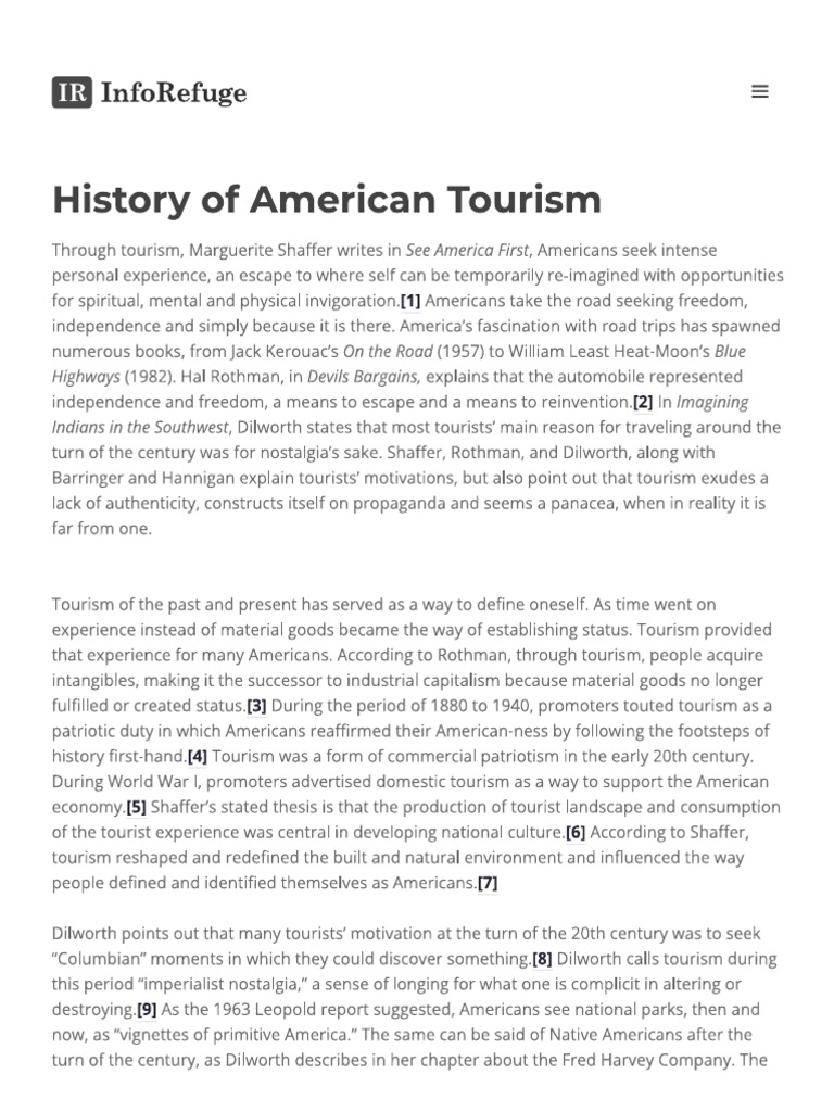History of American Tourism | PDF
