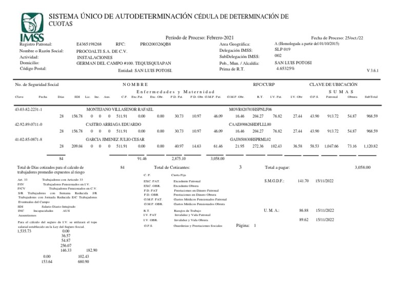 Lista Sua Imss Oct 2022 | PDF | Gastos | Economias