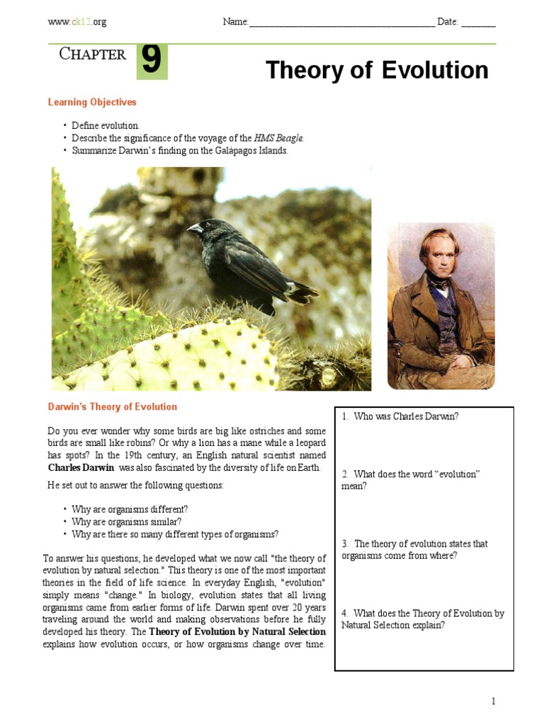 Bio 1 Ck12-Evolution | PDF | Charles Darwin | Galápagos Islands