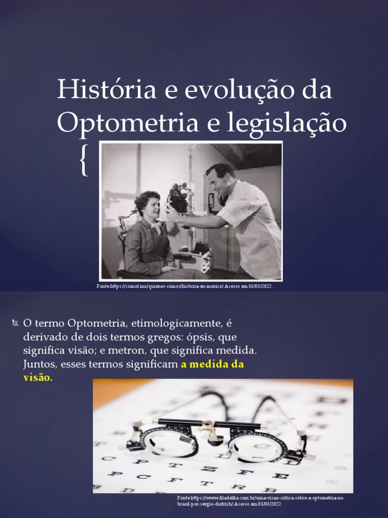 História e Evolução Da Optometria | PDF | Lentes de contato ...