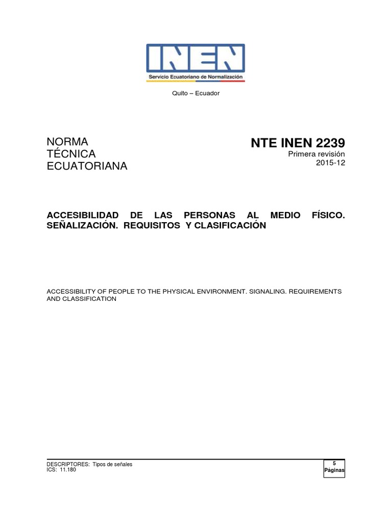 Nte Inen 2239-1 | PDF | Sonido | Ascensor