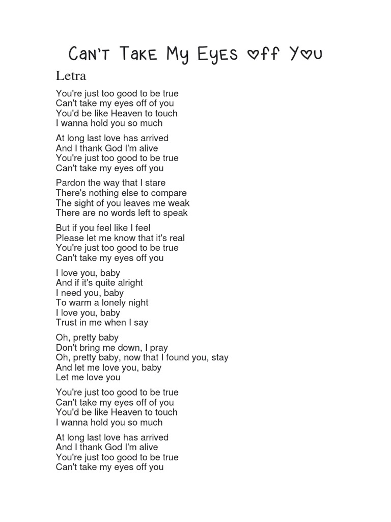 Can't Take My Eyes Off You | PDF | Música grabada
