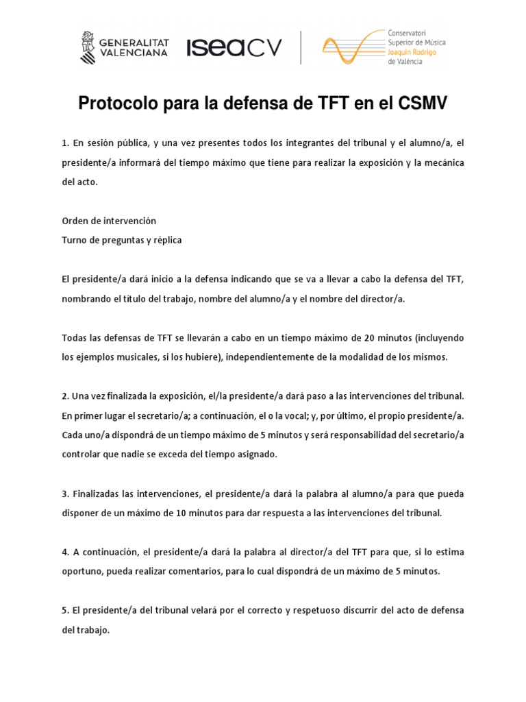 Protocolo de Actuación en Defensa de TFT | PDF