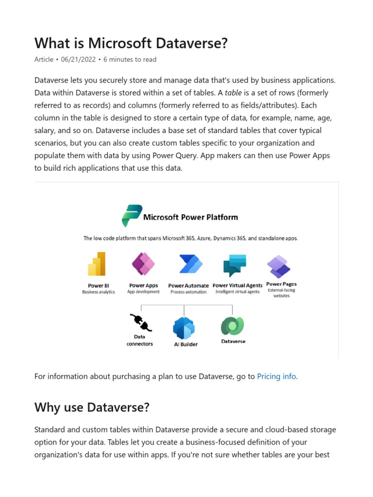 What Is Microsoft Dataverse? - Power Apps - Micro | Download Free PDF | Application Software ...