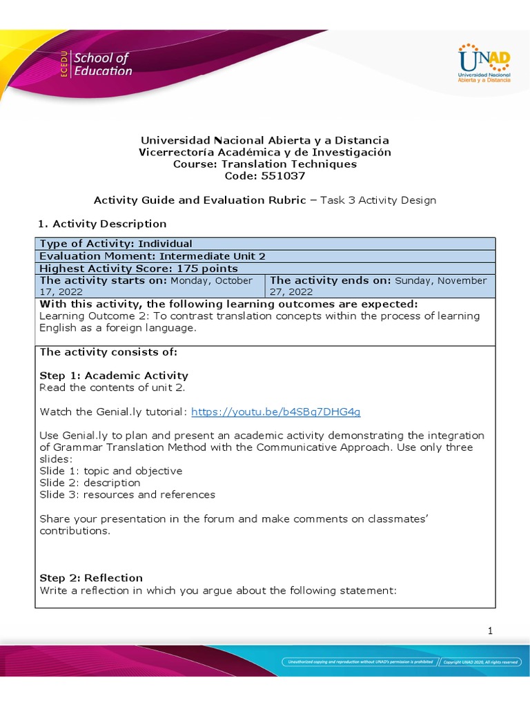 Activity Guide and Evaluation Rubric - Unit 2 - Task 3 - Activity Design | PDF | Plagiarism ...
