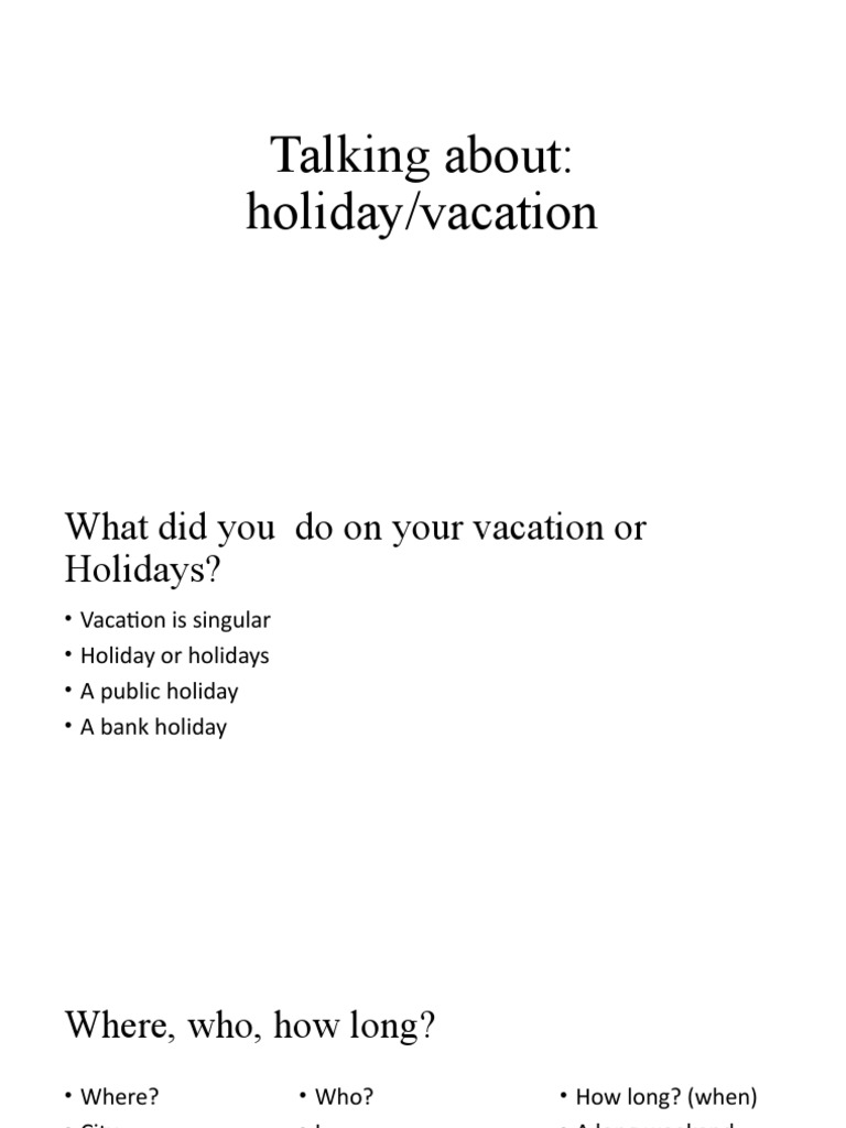 Talking About HOLIDAYS | PDF