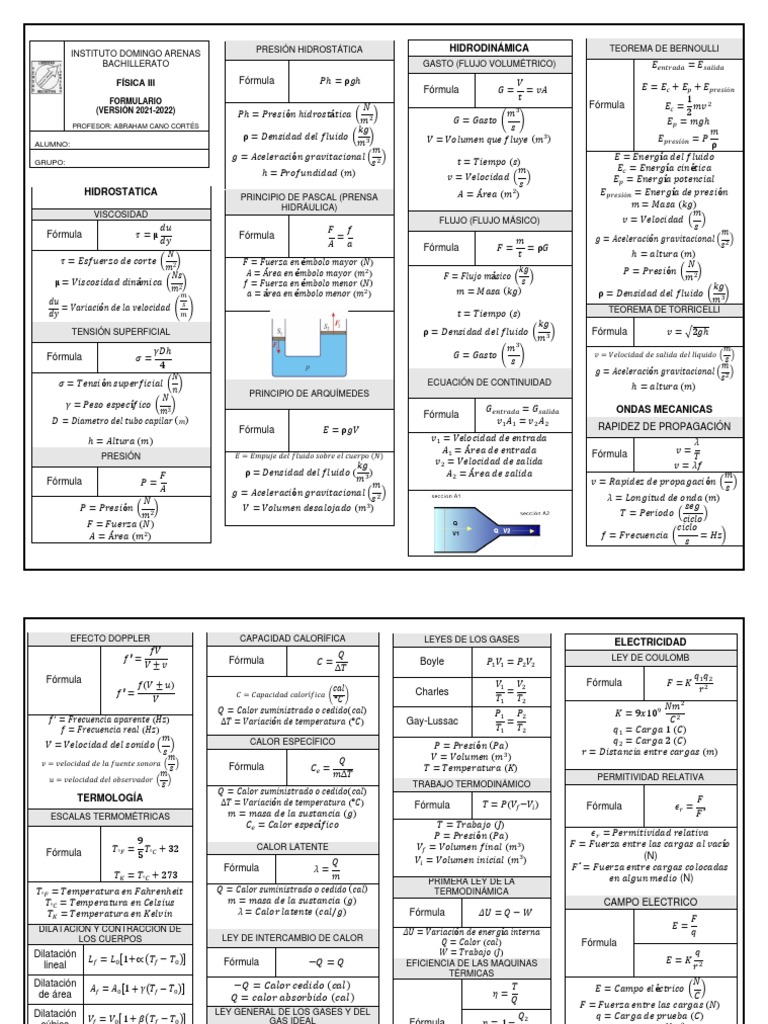 Presión hidrostática, hidrodinámica y teorema de Bernoulli | PDF ...