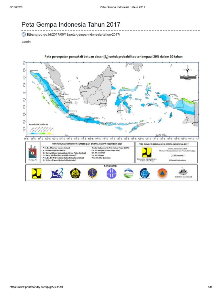 Peta Sumber Bahaya Gempa 2017 | PDF