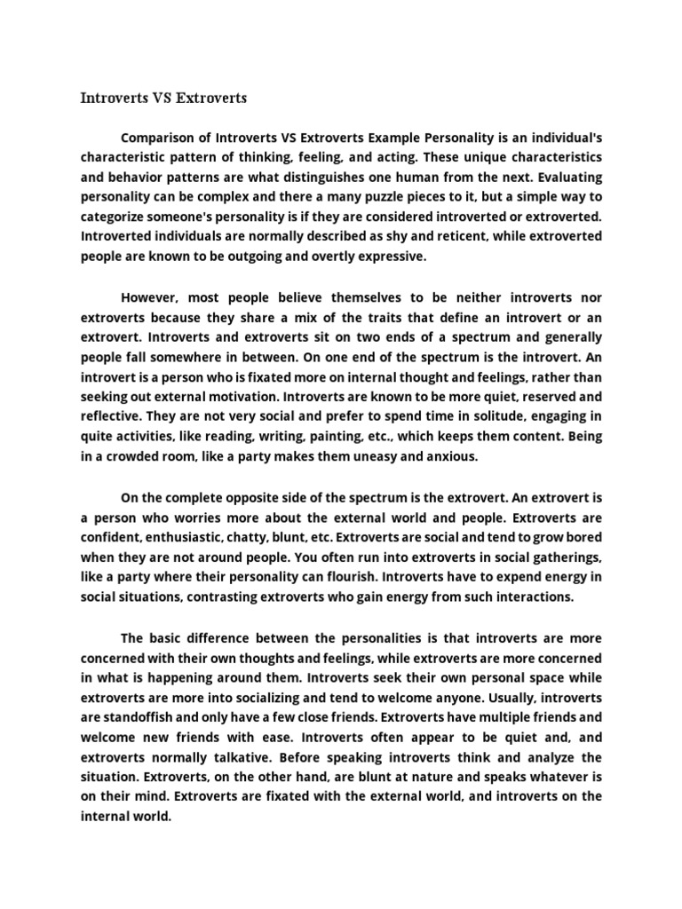 Introverts Vs Extroverts | PDF | Extraversion And Introversion | Cognition