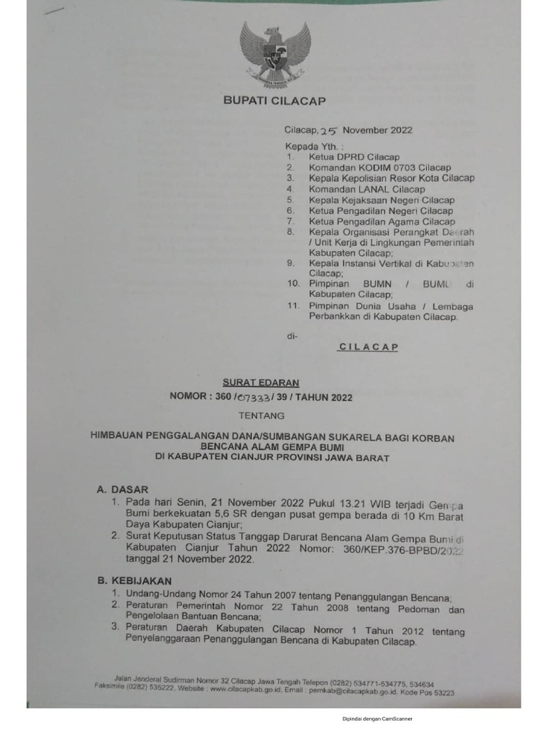 Surat Edaran Pj. Bupati | PDF