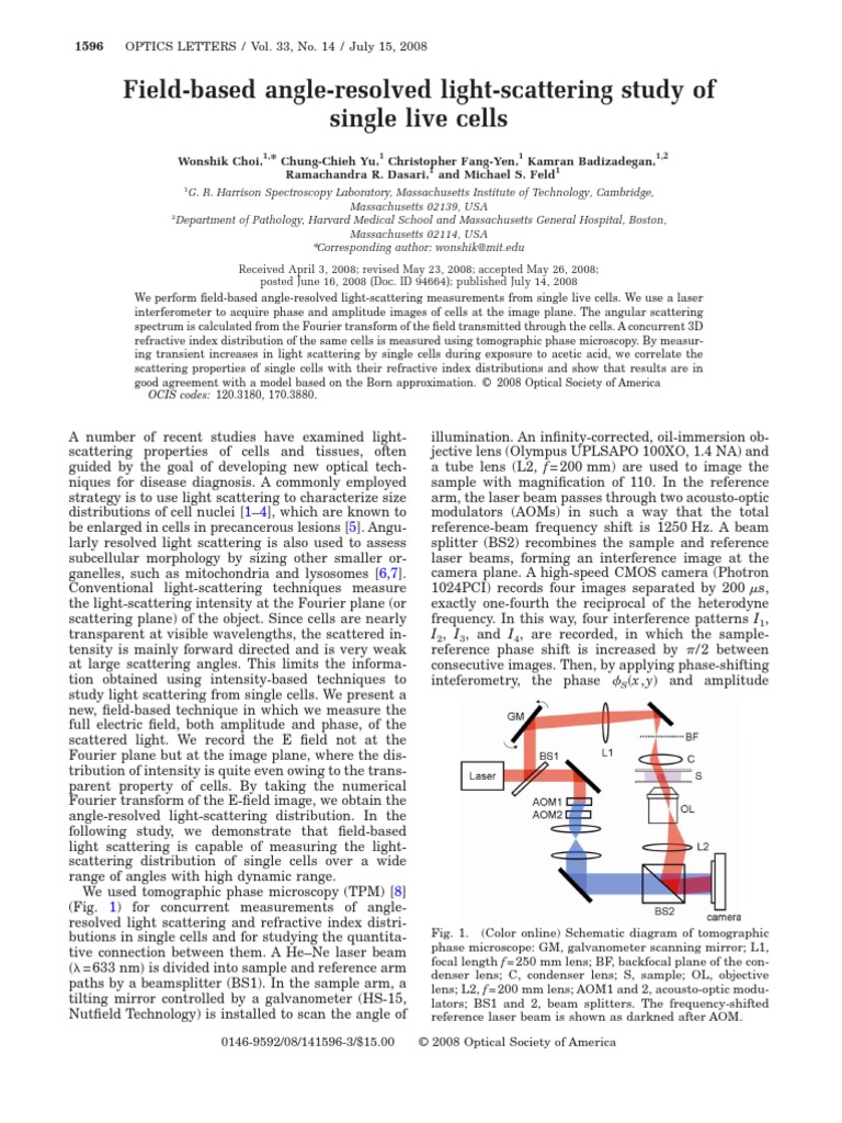 Field-Based Angle-Resolved Light Scattering Study of Single Live Cells ...