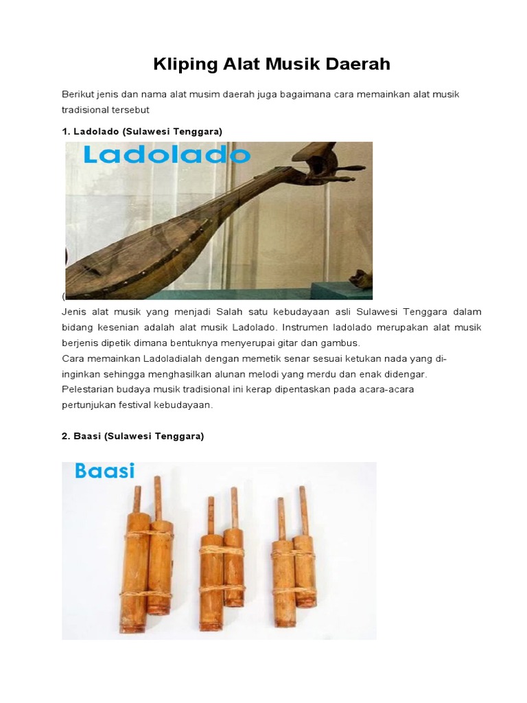 Alat Musik Tradisional Sulawesi Tenggara | PDF
