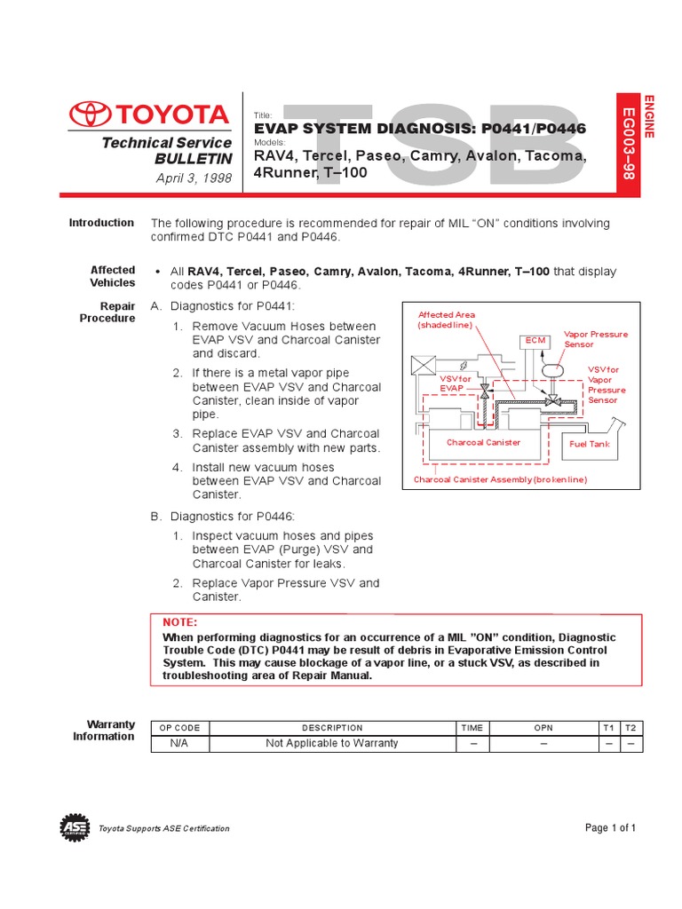 EVAP System Diagnosis for P0441/P0446 | PDF | Land Vehicles | Vehicles