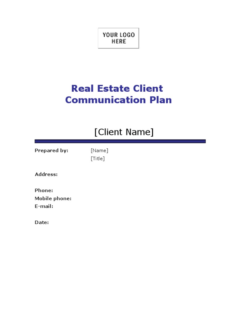 Real Estate Client Communication Plan Form | PDF | Communication ...