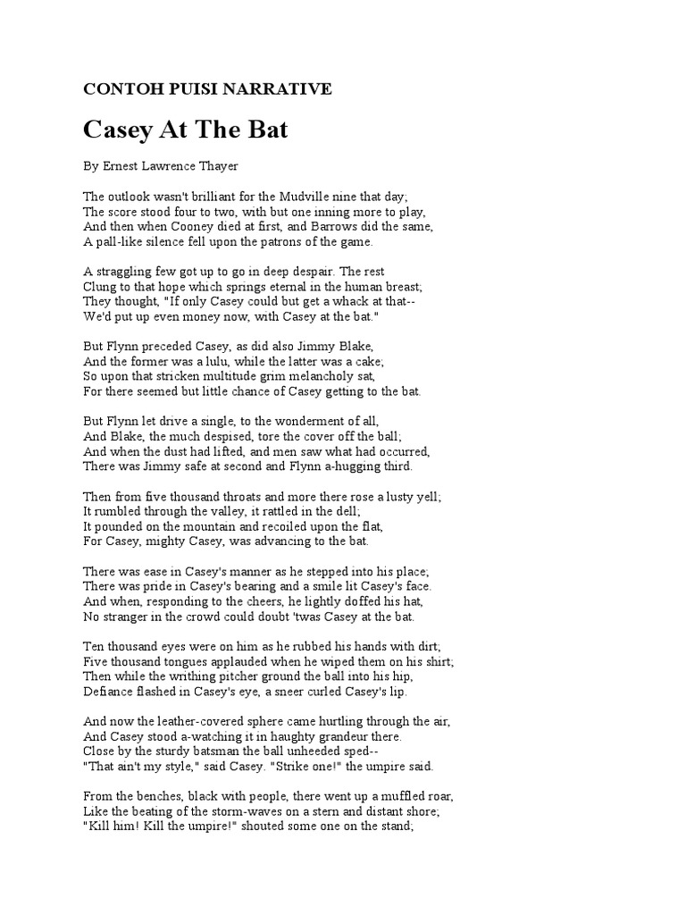 Narrative Poem: Casey At The Bat | PDF | Ball And Bat Games