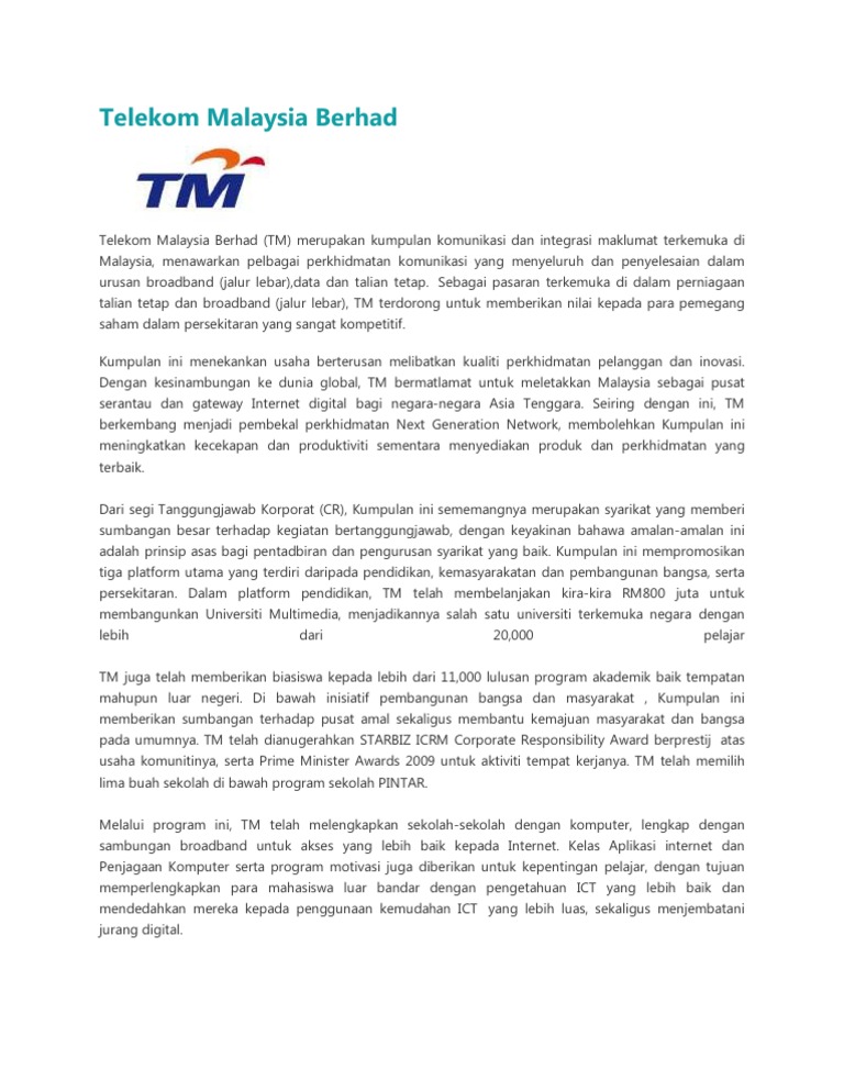Telekom Malaysia Berhad | PDF