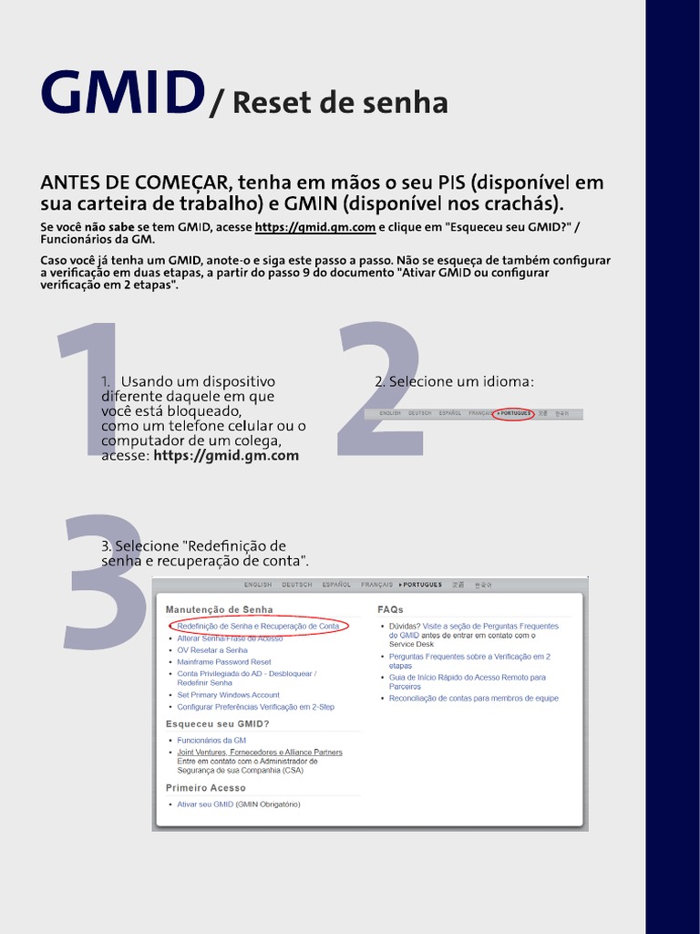GMID - Reset de Senha - Atualizado | PDF