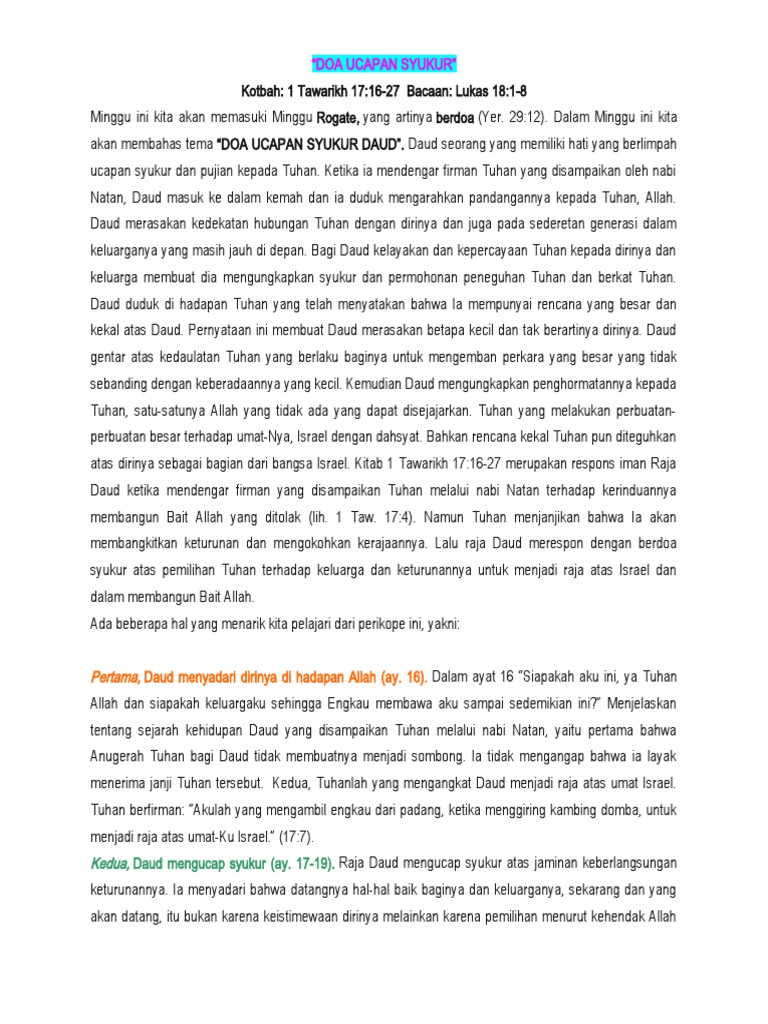 Doa Ucapan Syukur | PDF