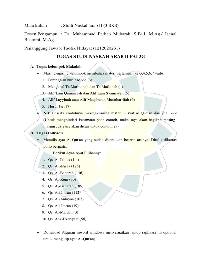Tugas Studi Naskah Arab II PAI 3G | PDF | Perjalanan | Griya & Taman