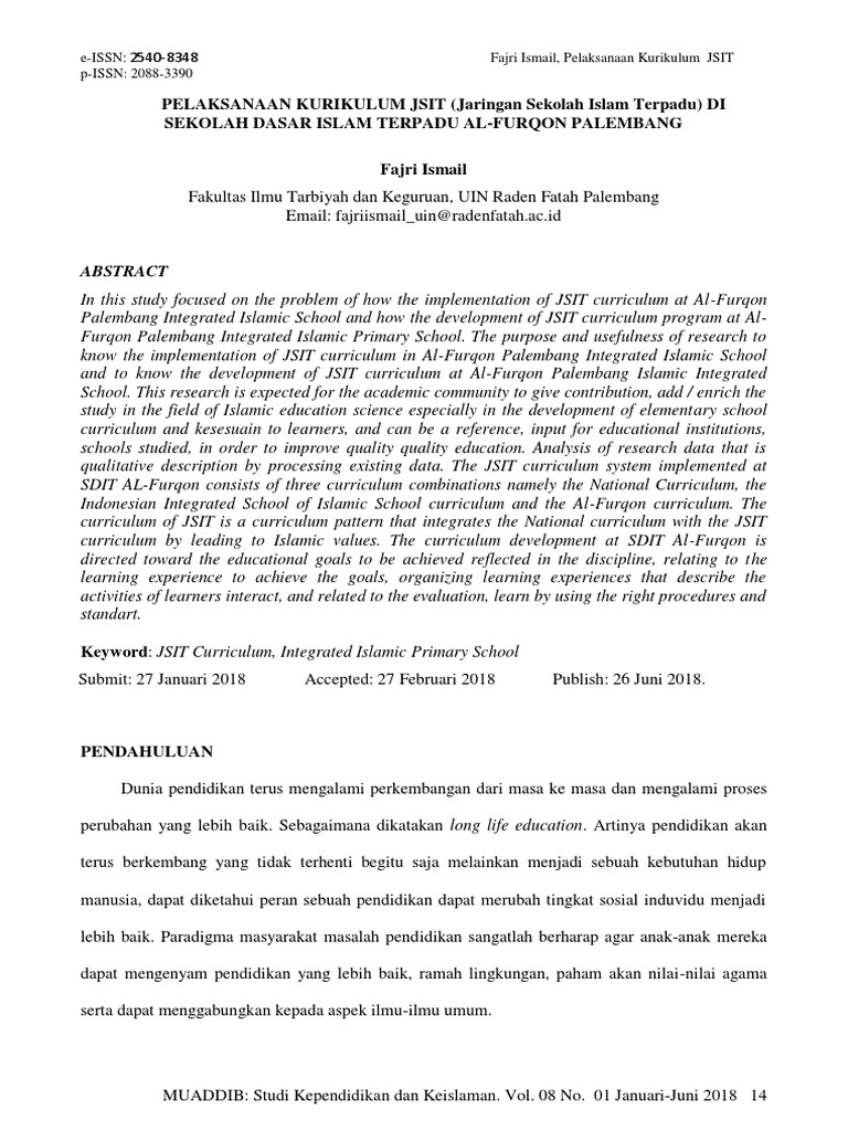 Pelaksanaan Kurikulum Jsit Jaringan Sekolah Islam | PDF | Curriculum