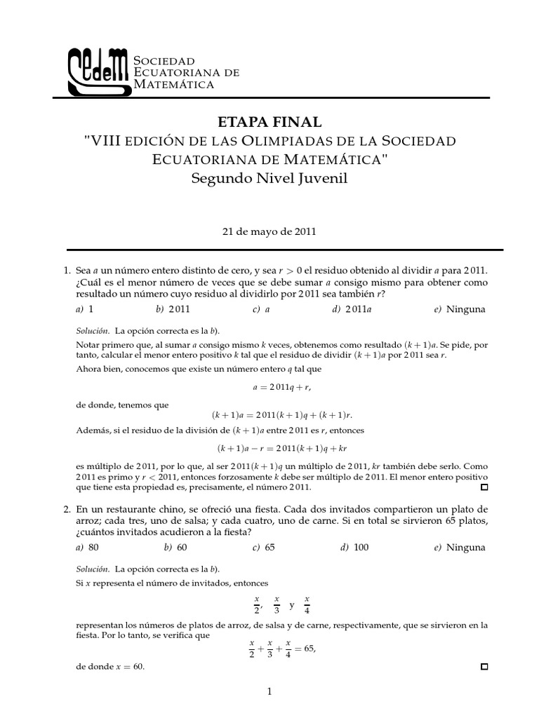 Soluciones Prueba Final Juvenil N2 | PDF | Triángulo | Entero