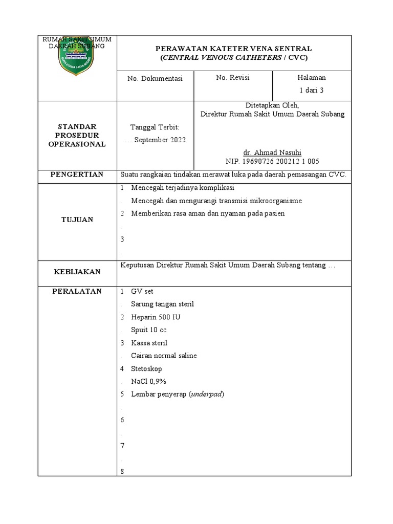 SOP Perawatan CVC | PDF