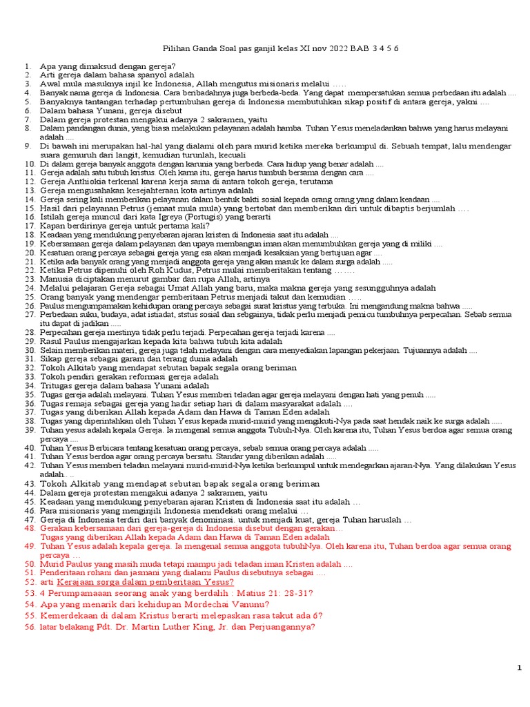 Kisi Kisi Soal Pas Kls 9, Bab 3.4.5.6.ganjil Nov 20 | PDF