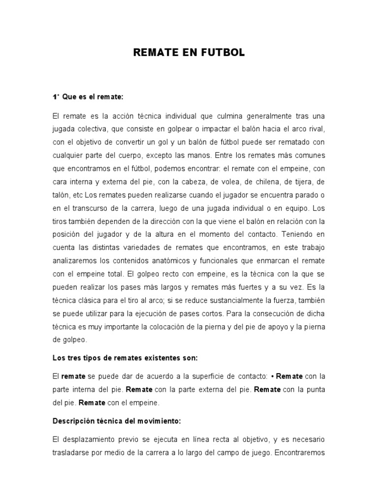 Qué es el remate en el fútbol | PDF | Pie | Anatomía