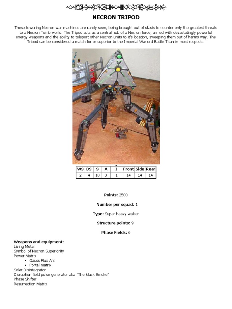 Necron Tripod v5 | PDF | Artillery | Military Equipment
