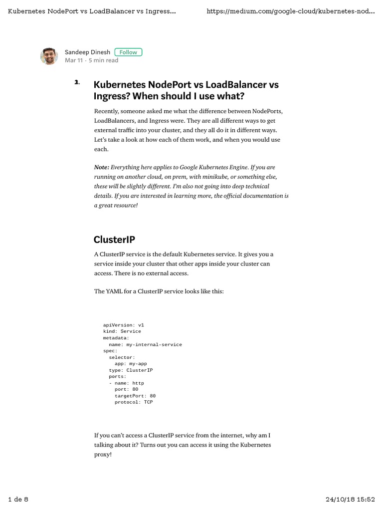 Kubernetes Nodeport Vs Loadbalancer Vs Ingress Pdf Port Computer Networking Hypertext 