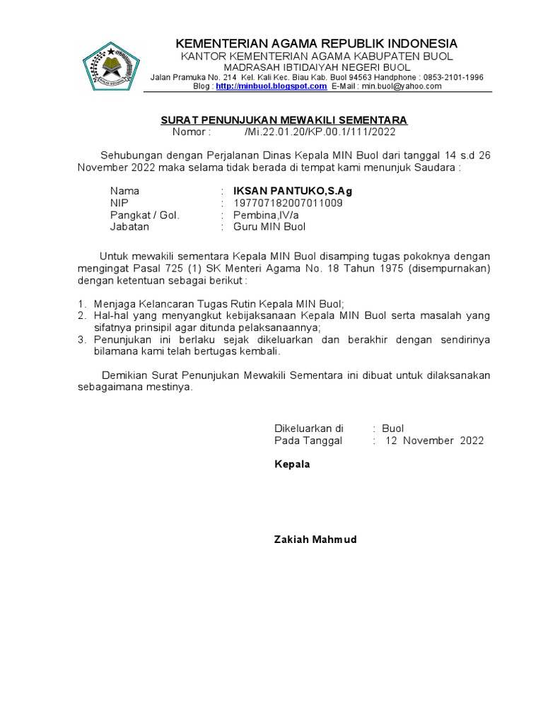 SURAT MANDAT KEPSEK - Suharno | PDF