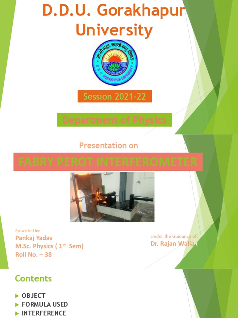Fabry PEROT Interferometer by Pankaj Yadav | PDF | Interferometry ...
