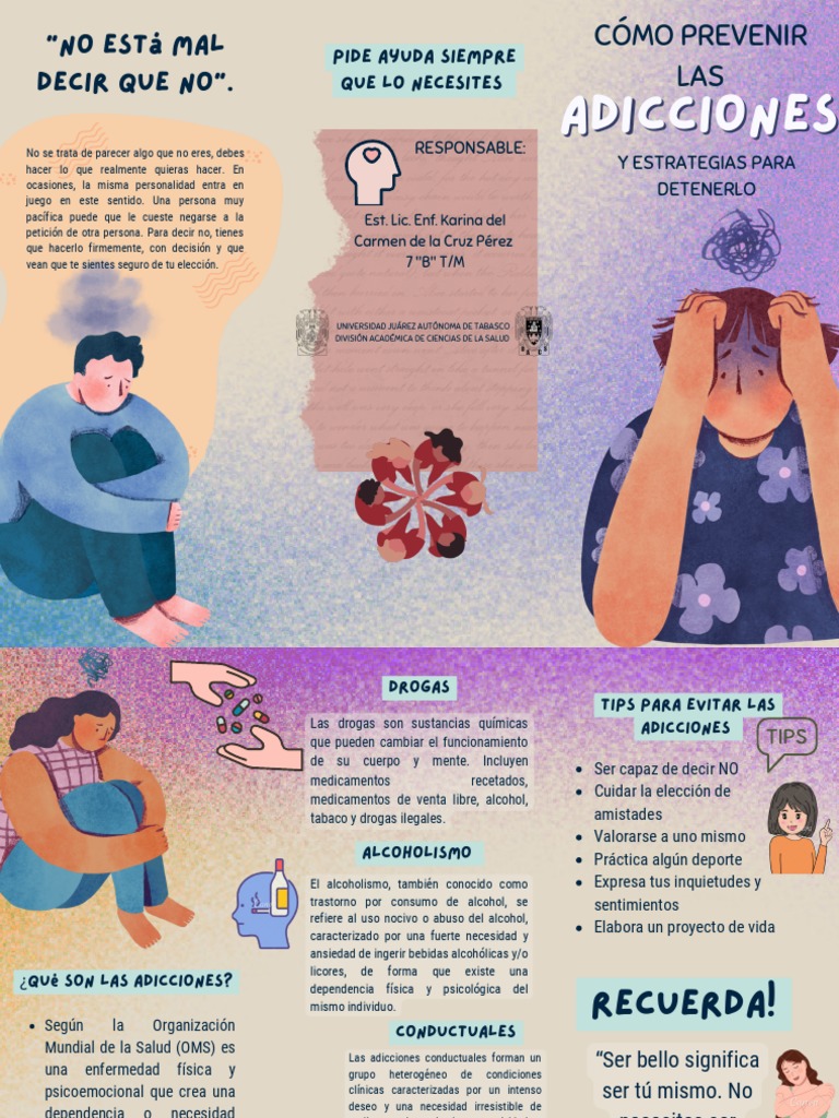 Tríptico Adicciones | PDF | Alcoholismo | La dependencia de sustancias