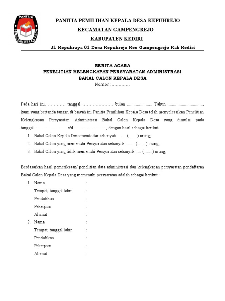 Penelitian Administrasi Calon Kepala Desa | PDF