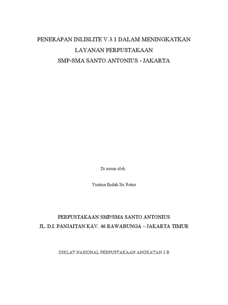 Penerapan INLISLite di Perpustakaan Sekolah | PDF | Seni | Komputer